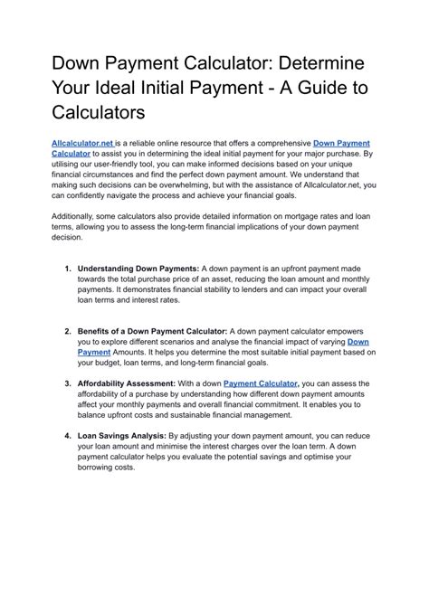 Ppt Down Payment Calculator Determine Your Ideal Initial Payment