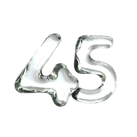 Number 45 3d Render With Glass Material 28634346 Png