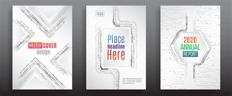 다양한 테크노 요소로 추상 기술 커버 하이테크 브로셔 디자인 컨셉 미래지향적인 비즈니스 레이아웃 벡터에 대한 스톡 벡터 아트 및