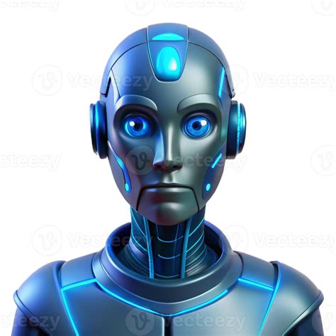 Extraordinary Rustic Portrait Of A Futuristic Android With Glowing Blue