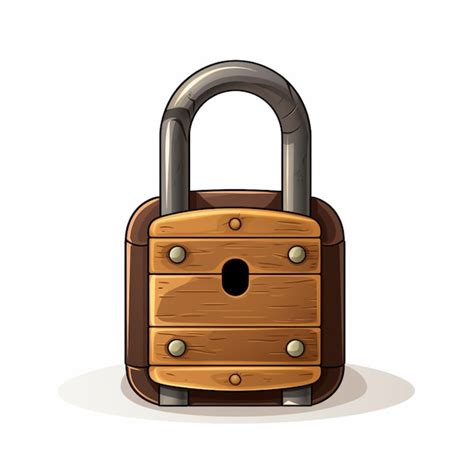 Premium Ai Image Cartoon Illustration Of A Wooden Padlock With A Keyhole Generative Ai