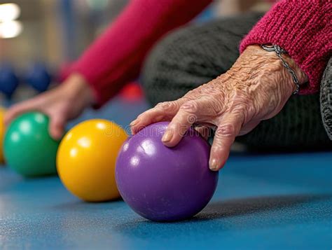 A Focused Image Depicting Hand Therapy Exercises To Improve Mobility