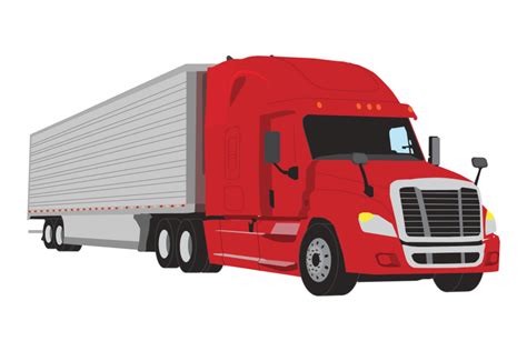 Red Semi Truck Illustration Commercial Hauling Vehicle Clipart