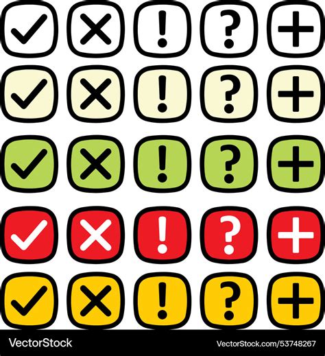 Check X Mark Exclamation Point Question Royalty Free Vector