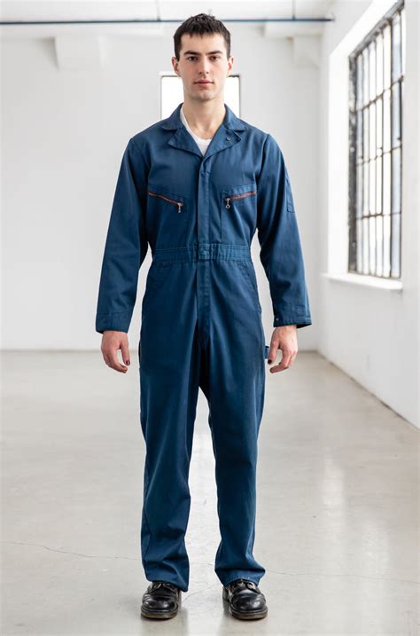 Vintage 1980s Dickies Overalls Navy Dark Blue Talon Zipper Boiler