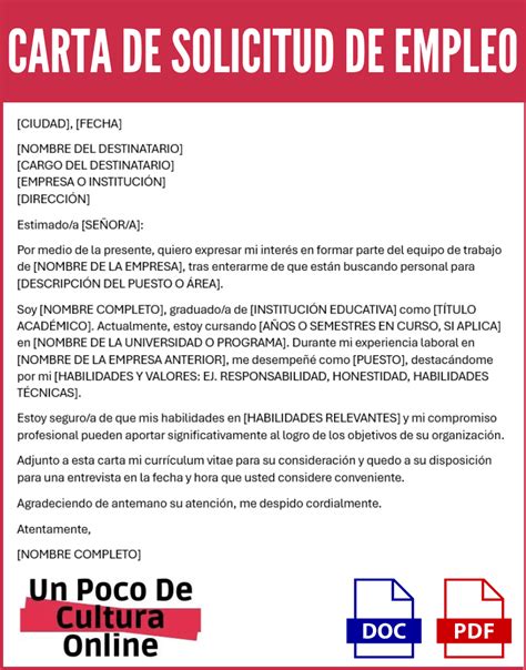 Carta De Solicitud De Empleo Modelos Y Ejemplos Gratis