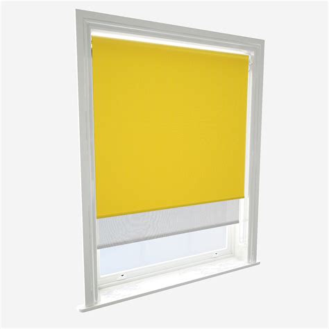 Supreme Blackout Sunshine Yellow And Grey Double Roller Blind Blinds Direct