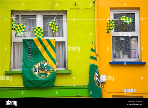 Kerry Flags On Building Dingle Town Dingle Peninsula County Kerry