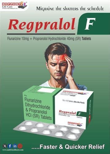 Tab Flunarizine 10mg Propranolol Hydrochloride 40mg Sr At Best Price