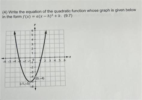 Solved 4 Write The Equation Of The Quadratic Function
