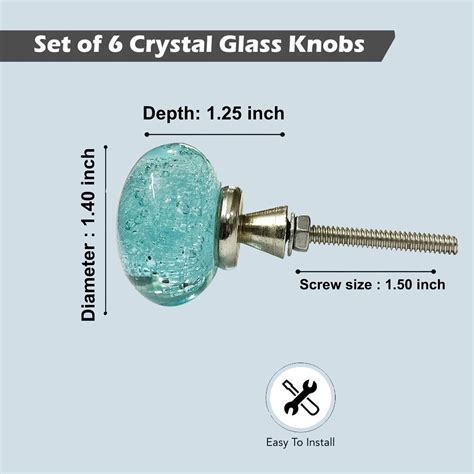 Aqua Bubble Glass Knobs Set Of 6