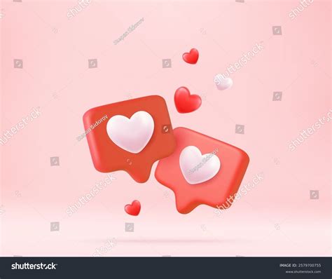 3d Two Speech Bubbles Heart Romantic Stock Vector Royalty Free