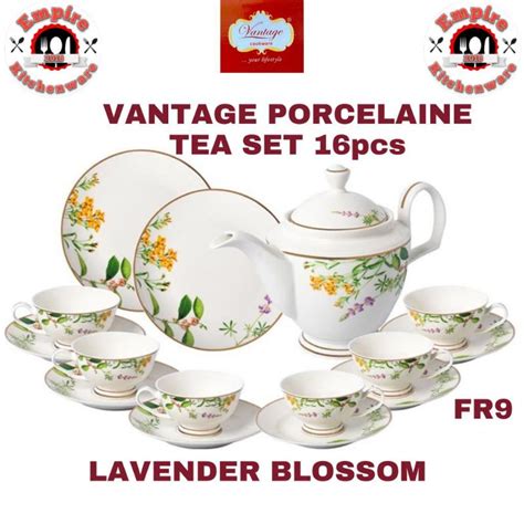 Vantage Tea Set Porcelain 16pcs Lavender Blossom Shopee Malaysia
