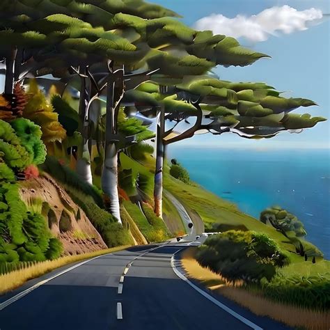 Premium Photo The Road Is Covered With Magnificent Trees On Both Sid