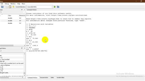 Basic Operations Of Variables With Octave Programming Youtube