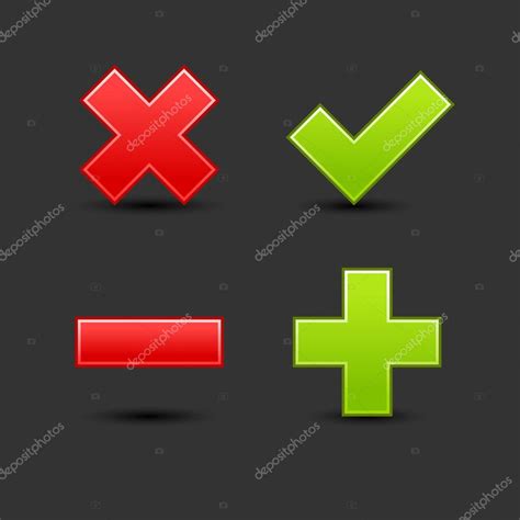 Web Internet Button Validation Icons With Black Drop Shadow On Dark Gray Background This Vector