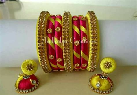 Silk Thread Bangles With Matching Earrings Fashion Beauty Mehndi