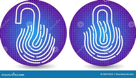 Fingerprint With Lock Line And Glyph Icon Finger Scan Locked Vector Illustration Isolated On