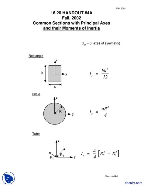 Common Sections With Principal Axes Material And Structures Lectrue Handout Docsity