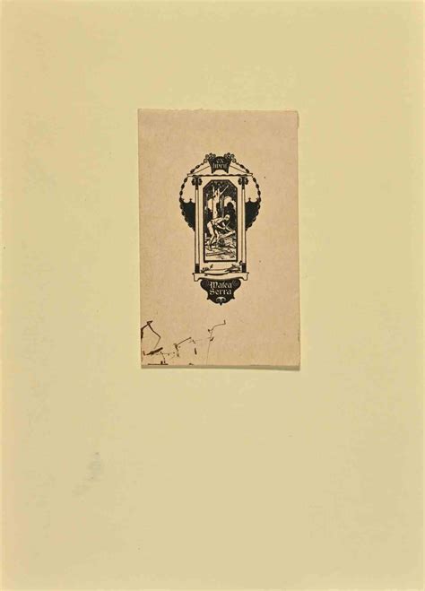 Unknown Ex Libris Matea Serra Woodcut Print Mid 20th Century For