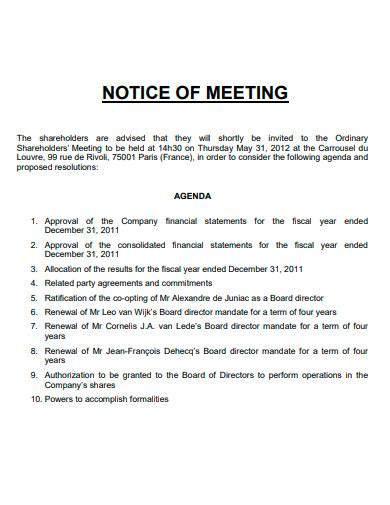 Free 13 Notice Of Meeting Samples In Pdf