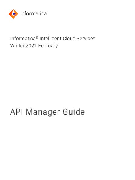 Fillable Online Api Managercurrent Version Informatica Documentation