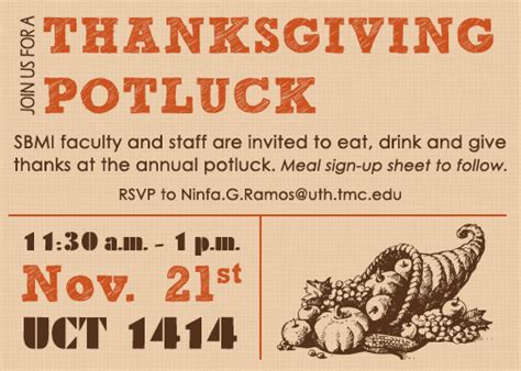 Thanksgiving Office Potluck Invitation Invitation Design Blog
