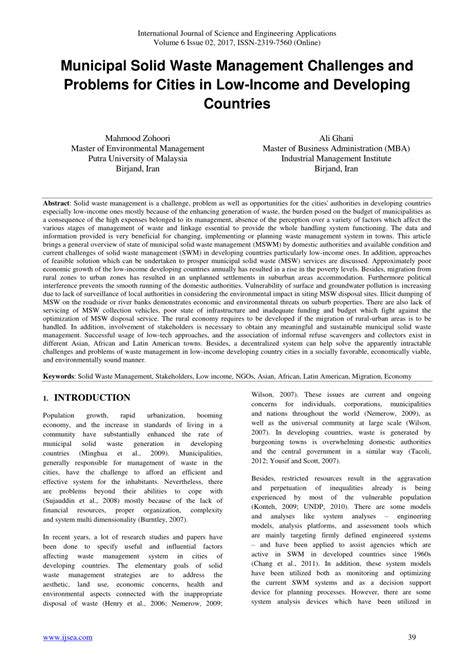 Pdf Municipal Solid Waste Management Challenges And Problems For