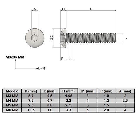 Perno Allen M6x20 Mm Cabeza De Botón Pack 50 Und