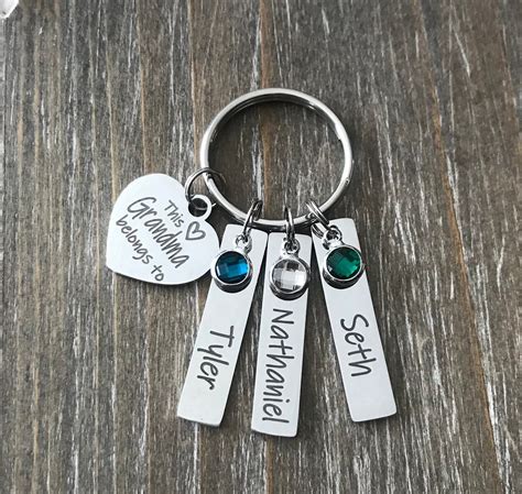 Custom Grandma Key Chain Grandmother Jewelry Grandmother Keychain