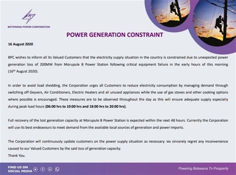 Bwgovernment Bpc Notice Power Generation Constraint Facebook