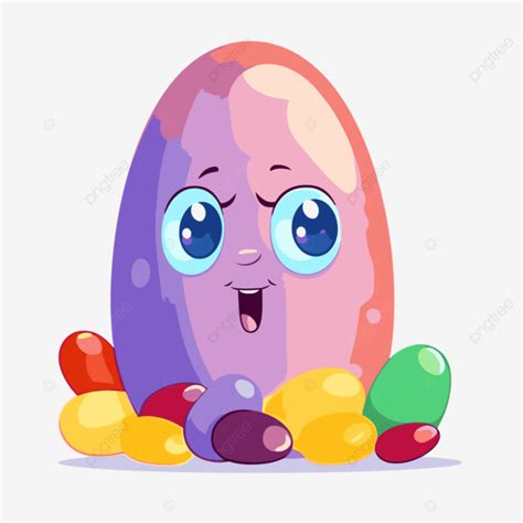 Jelly Bean Vector Sticker Clipart Cute Cartoon Easter Egg With Candys