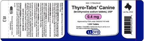 Dailymed Thyro Tabs Canine Levothyroxine Sodium Tablet