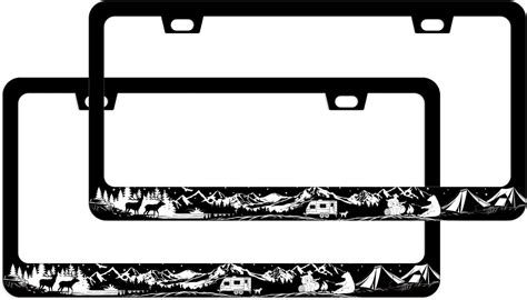 Camping License Plate Frames 2 Pack Mountains Adventure License Plate