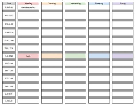 Small Group Intervention Schedule Template By Mrs Finleys Resources