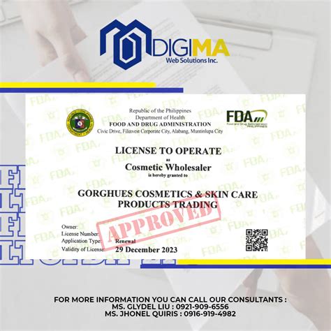 Fda Consultancy New Approved License To Operate For Food