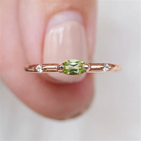 Peridot Ring Peridot Statement Ring Peridot Diamond Ring Oval Peridot Ring Peridot Ring Gold