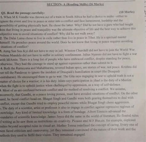 Section A Reading Skills 26 Marksq1 Read The Passage Carefully1