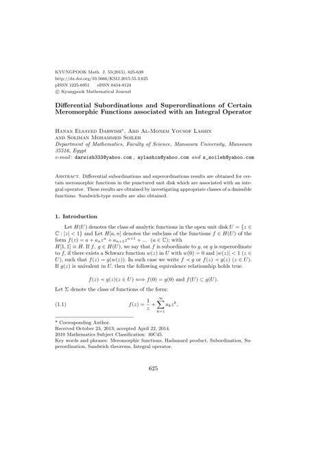 Pdf Differential Subordinations And Superordinations Of Certain