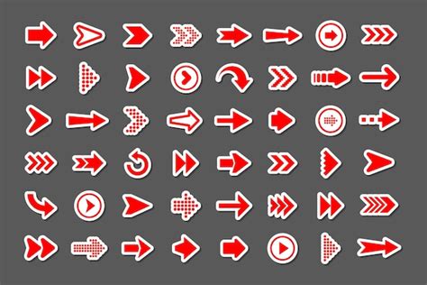 Premium Vector Colorful Arrow Stickers Set Red Cursor Icons Pointers Collection Simple Arrows