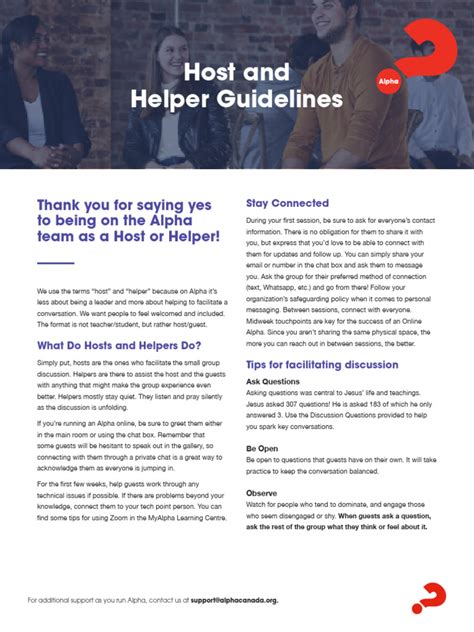 host and helper guidelines pdf experience conversation