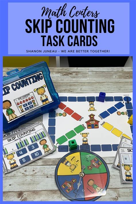 a board game with the words math centers skip counting task cards in