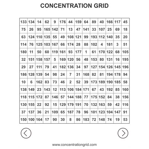 Concentration Grid Mental Focus Grids