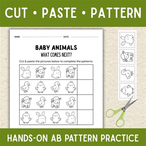 Spring Patterns Cut And Paste Worksheets Ab Patterns For Prek