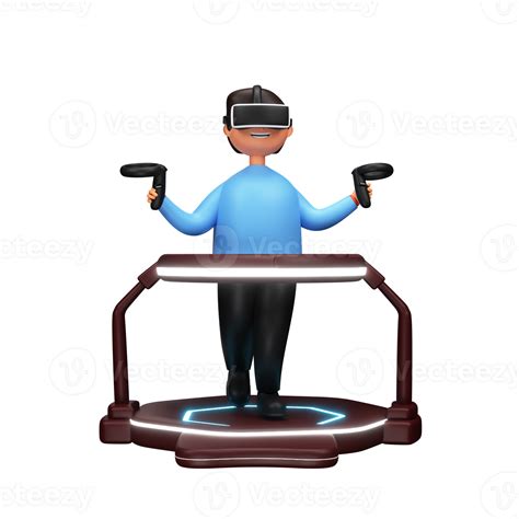 3d Rendering Cheerful Male Character Wearing Vr Glasses With Controller