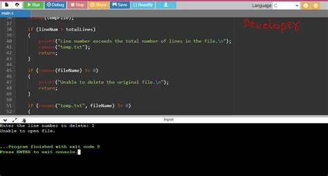 c program to delete a specific line from file
