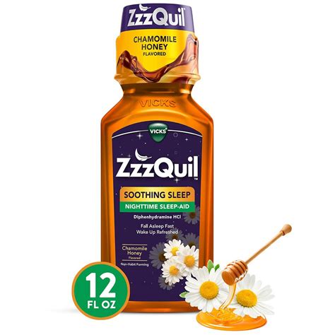 Vicks Zzzquil Liquid Sleep Aid Diphenhydramine Hci 50mg Chamomile