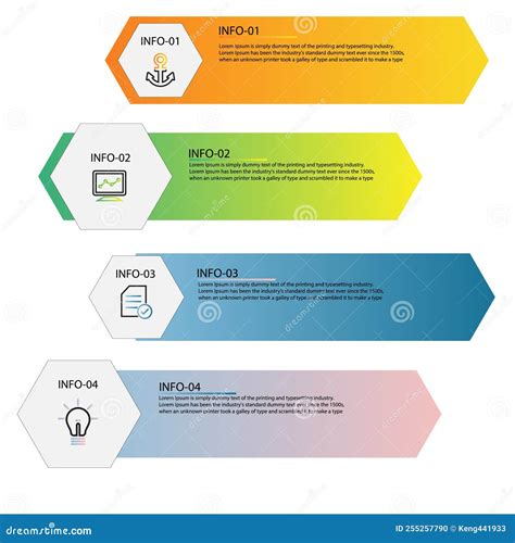Infographic Hexagon With Rectangle Shape Vector Template Process