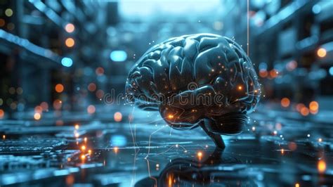 Digital Brain Concept With Neural Network Stock Illustration