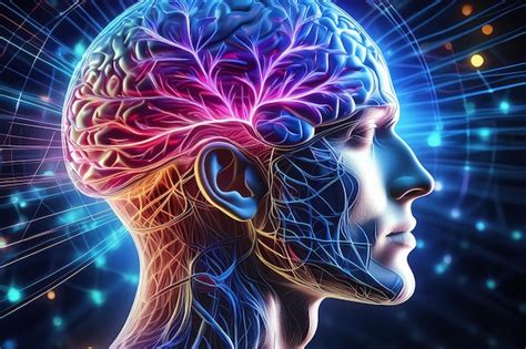 An Abstract Image Of A Human Brain With Neural Pathways Glowing In